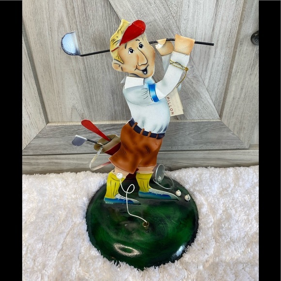 Art | Whimsical Golfer Sculpture Art With Golf Club Metal 3d | Poshmark
